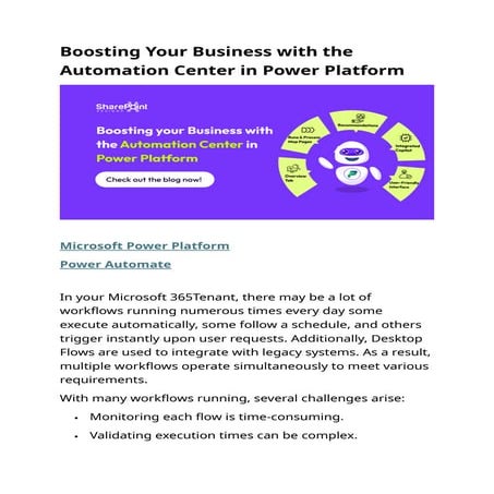 Boosting Your Business with the Automation Center in Power Platform | DOCX