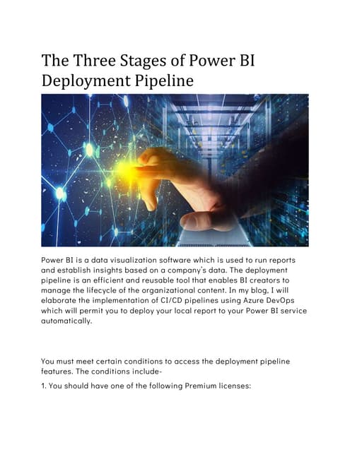 The Three Stages Of Power Bi Deployment Pipeline Pdf Cloud
