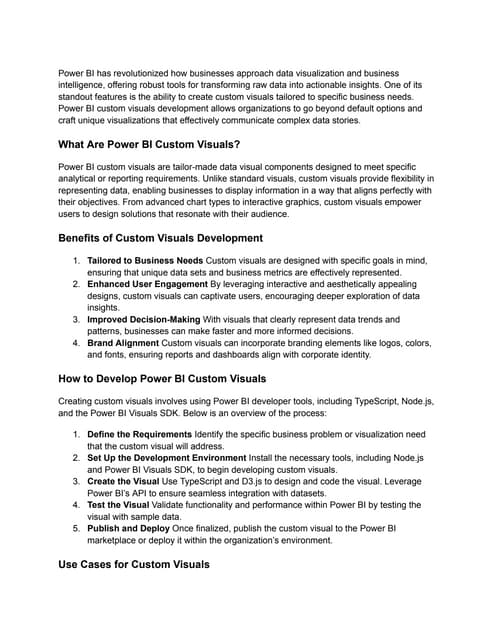 Power BI Custom Visuals Development_ A Comprehensive Guide | PDF