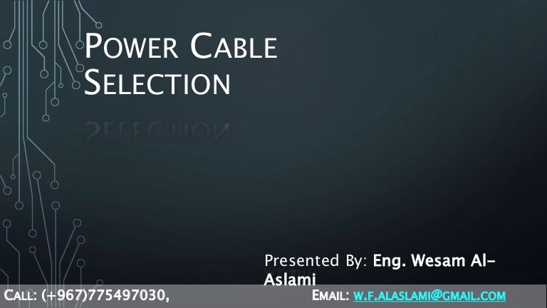 Power Cable Selection Cable Selection Methodology power-cable-selection-cable-selection-methodology