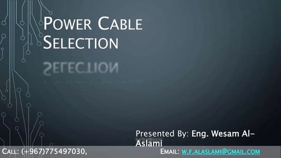Cable Sizing Calculations | PPTX