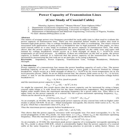 Power capacity of transmission lines | PDF