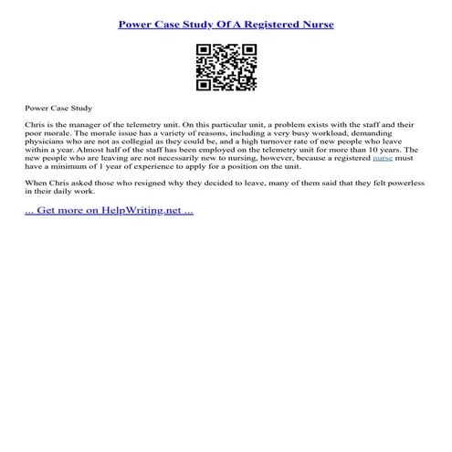 Power Case Study Of A Registered Nurse | PDF