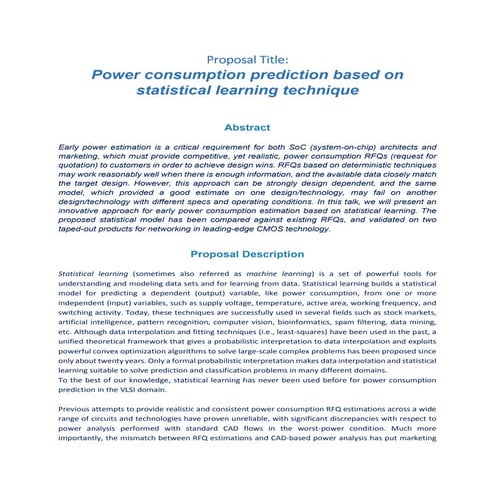 Power Consumption Prediction based on Statistical Learning Techniques ...