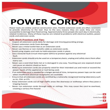 Extension Cord Safety at Workplace & Residence. | PPTX