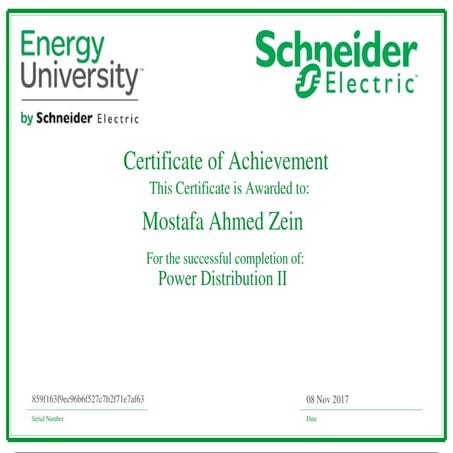 Certificate of Achievement Power Distribution II Course | PDF