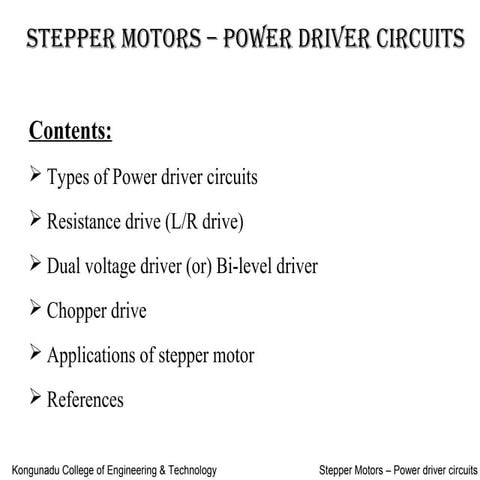 Power driver circuits of stepper motor | PPT