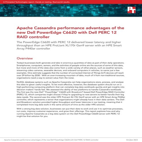Apache Cassandra performance advantages of the new Dell PowerEdge C6620 ...