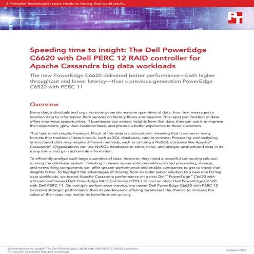Speeding time to insight: The Dell PowerEdge C6620 with Dell PERC 12 ...