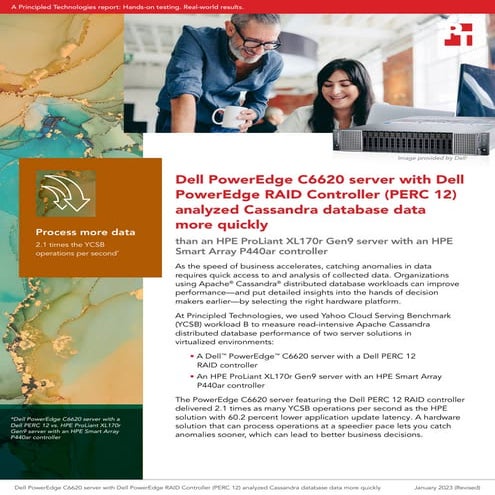 Dell PowerEdge C6620 server with Dell PowerEdge RAID Controller (PERC 12) analyzed Cassandra ...