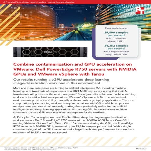 Combine containerization and GPU acceleration on VMware: Dell PowerEdge R750 servers with NVIDIA ...