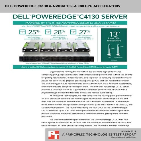 Dell PowerEdge C4130 & NVIDIA Tesla K80 GPU accelerators | PDF