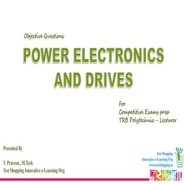 UGC NET - TRB Polytechnic - TNEB Power Electronics and Drives objective ...