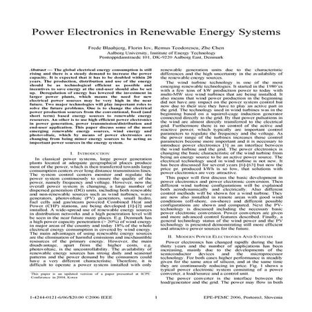Power Electronics In Renewable Energy Systems Pdf