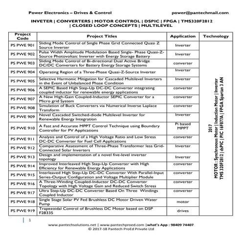 Pantech Power electronics projects 2017 18 | PDF