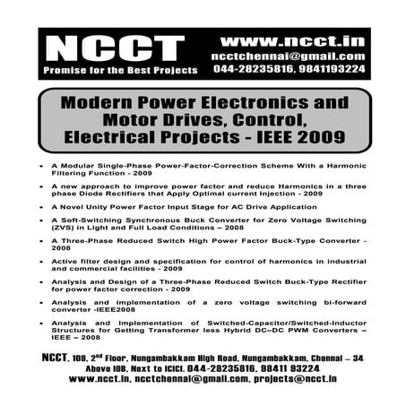 Power Electronics Project Titles, 2009 2010 Ncct Final Year Projects | PDF