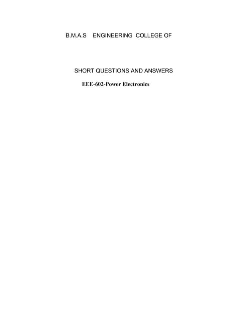 INTERVIEW QUESTIONS ON POWER ELECTRONICS BY RAJ | DOCX | Operating Systems | Computer Software ...