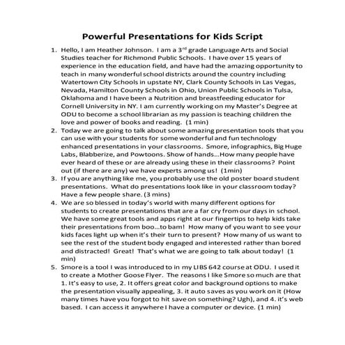Powerful presentations for kids full script | PDF