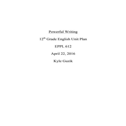 Powerful Writing Unit Plan 5 days | PDF | Homework and Study | Education