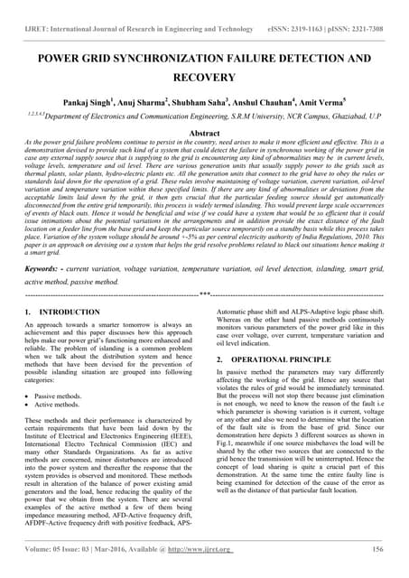 Detection of power grid synchronization failure on sensing of frequency and voltage beyond ...