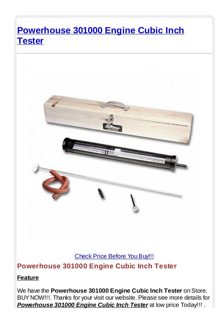 Powerhouse 301000 engine cubic inch tester