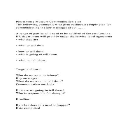 Powerhouse Museum Communication planThe following communicatio.docx