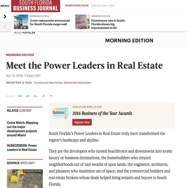 Power leaders in real estate 2016 | PDF