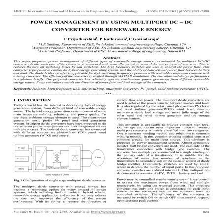 Power management by using multiport dc – dc converter for renewable ...