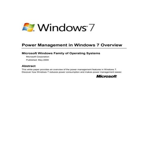 Power management in windows 7 overview | PDF