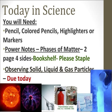 Power Notes Phase Changes of Matter | PPT
