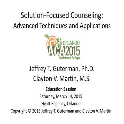 Solution-Focused Counseling: Advanced Techniques and Applications ...