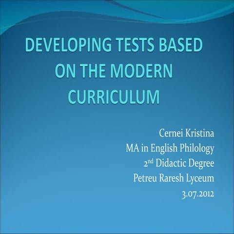 Curriculum Based Tests | PPT