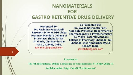Approaches Of Gastro-Retentive Drug Delivery System or GRDDS | PPT