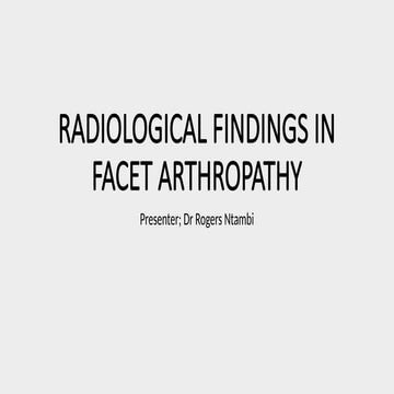 IMAGING MODALITIES IN FACET JOINT ARTHROPATHY | PPTX