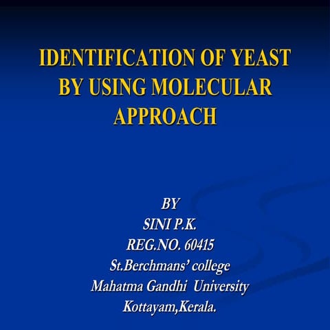 Strain Identification of yeast cell using Molecular Biology techniques ...