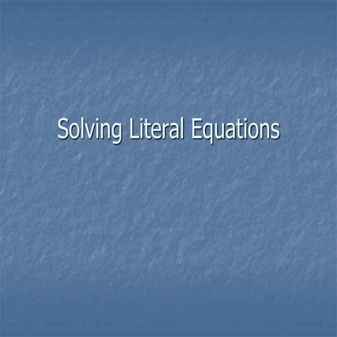 Power point solving literal equations | PPT