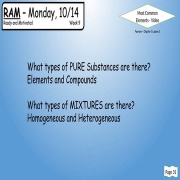 PowerPoint 2019-10-14 to 10-18.ppt for mixtures and pure substance | PPT