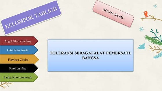 TOLERANSI ANTAR UMAT BERAGAMA | PPT