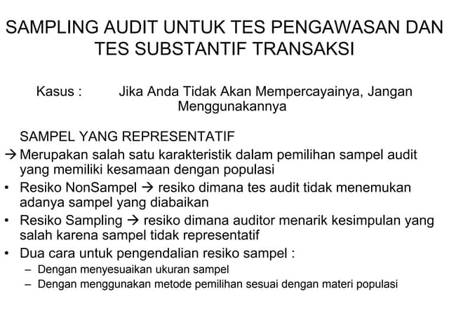Sampling audit dalam pengujian substantif | PPTX