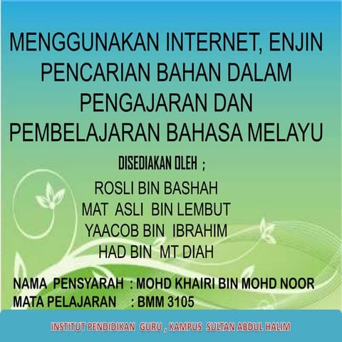MENGGUNAKAN INTERNET, ENJIN PENCARI BAHAN DALAM PENGAJARAN DAN ...