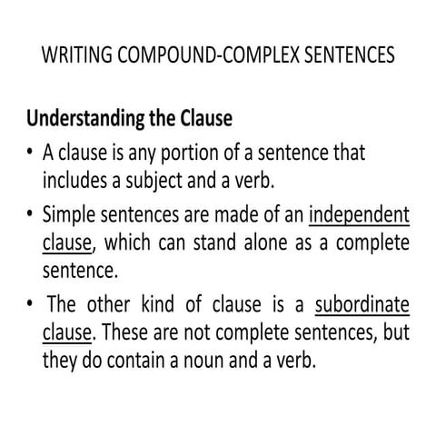 COMPLEX SENTENCES for grade 5 school year 2024-2025 | PPTX