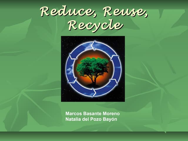3 R - REDUCE REUSE RECYCLE FOR A SUSTAINABLE PLANET | PPTX