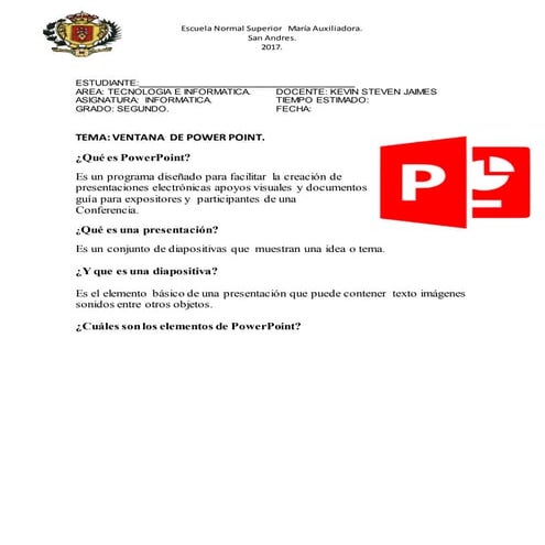 Guia grado segundo partes de power point | DOCX