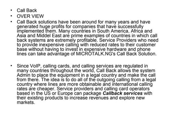 Ecallback | PPTX | Technology & Computing