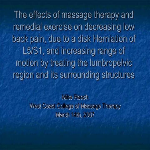 Case Study for RMT treatment of Low Back Pain | PPT