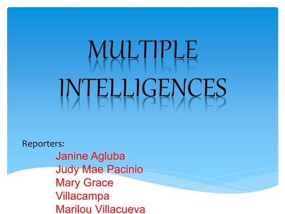 Gardner's multiple intelligences | PPT