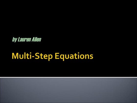 Multi step equations power point | PPT