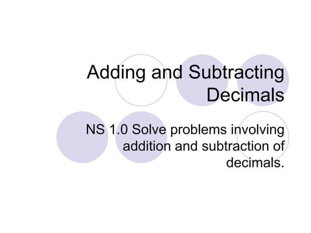 Decimals Add and Subtract | PPT