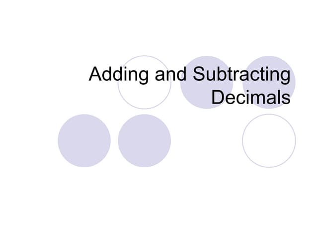 Decimals Add and Subtract | PPT