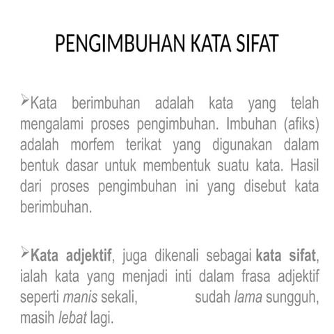 PENGIMBUHAN KATA SIFAT BAHASA MELAYU 2025 | PPTX